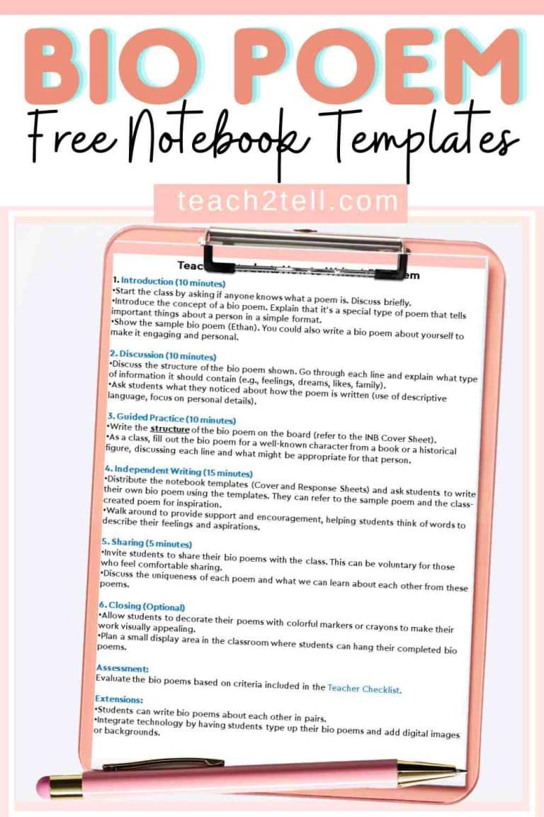 Bio Poem Template Free for National Poetry Month