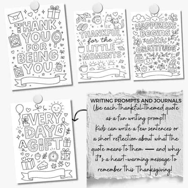 Thanksgiving Coloring Pages – 32 Inspiring Gratitude Quotes for Kids ...