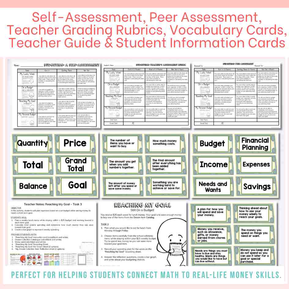 Budgeting Worksheets Money Math Financial Literacy Project