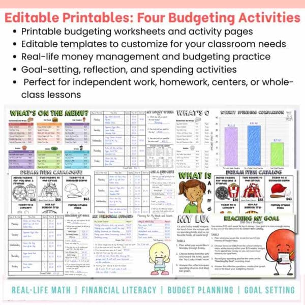 Budgeting Activities Bundle Financial Literacy Math