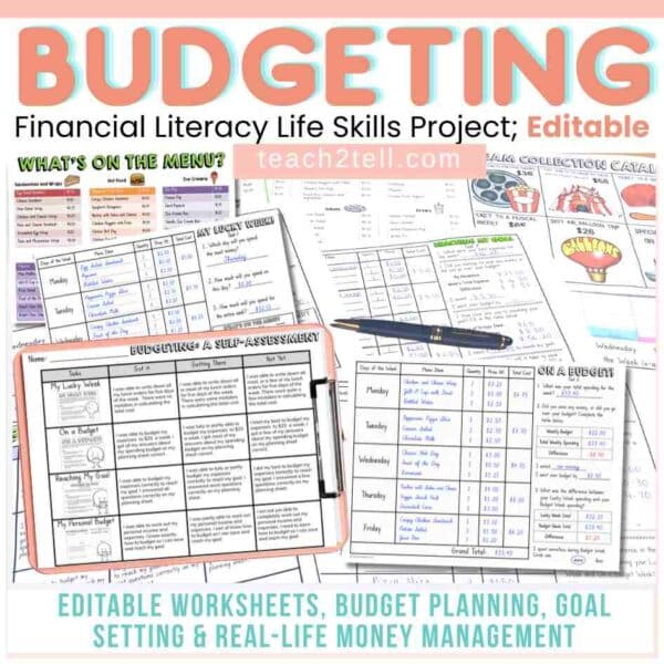 Budgeting Worksheets Money Math Financial Literacy Project